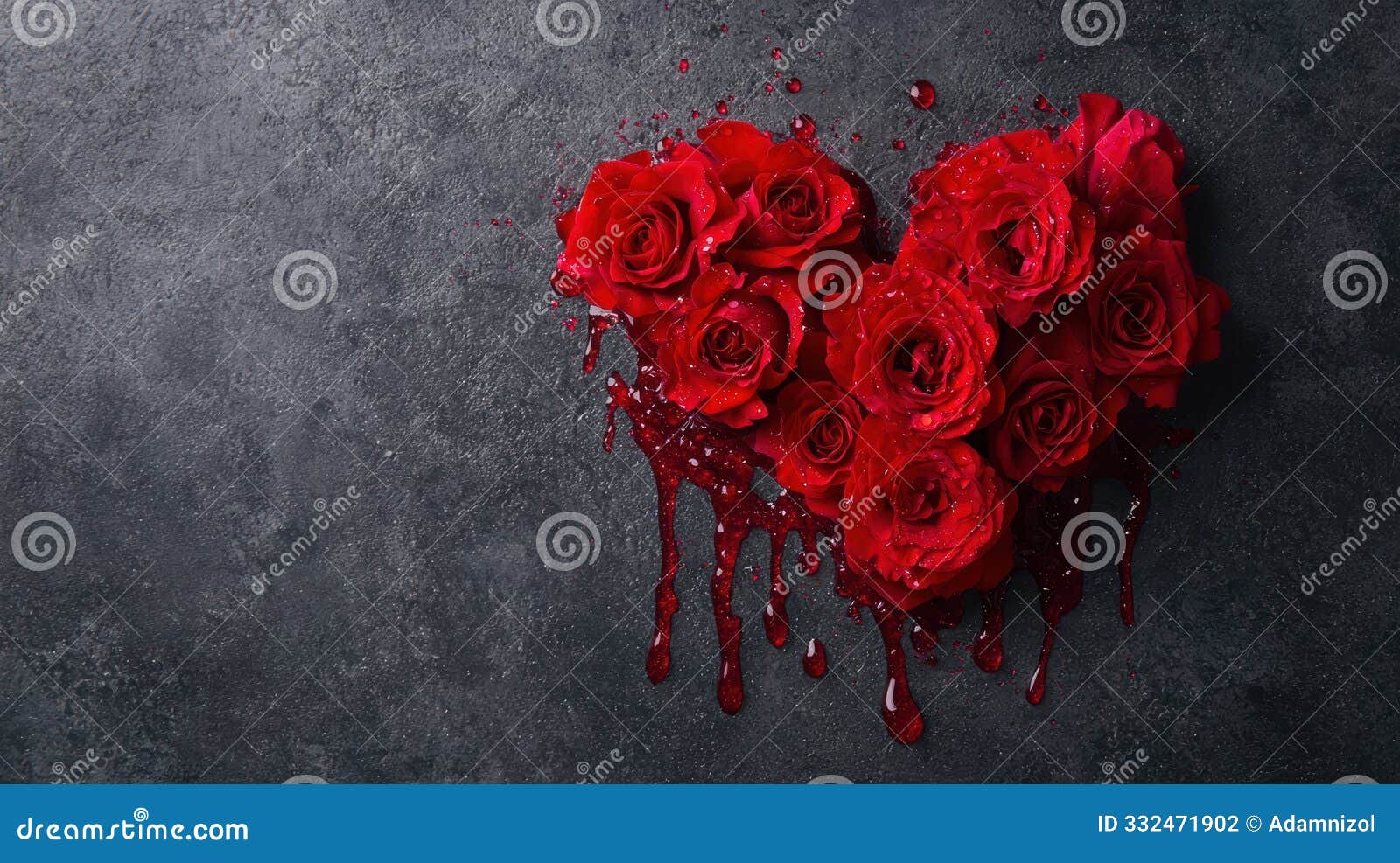 Dramatic Red Roses with Dripping Blood-like Liquid Stock Illustration ...