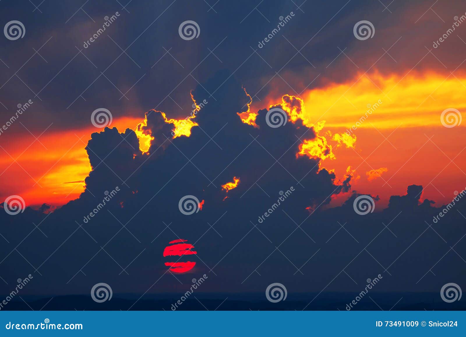Dramatic red sky sunset stock image. Image of yellow - 73491009
