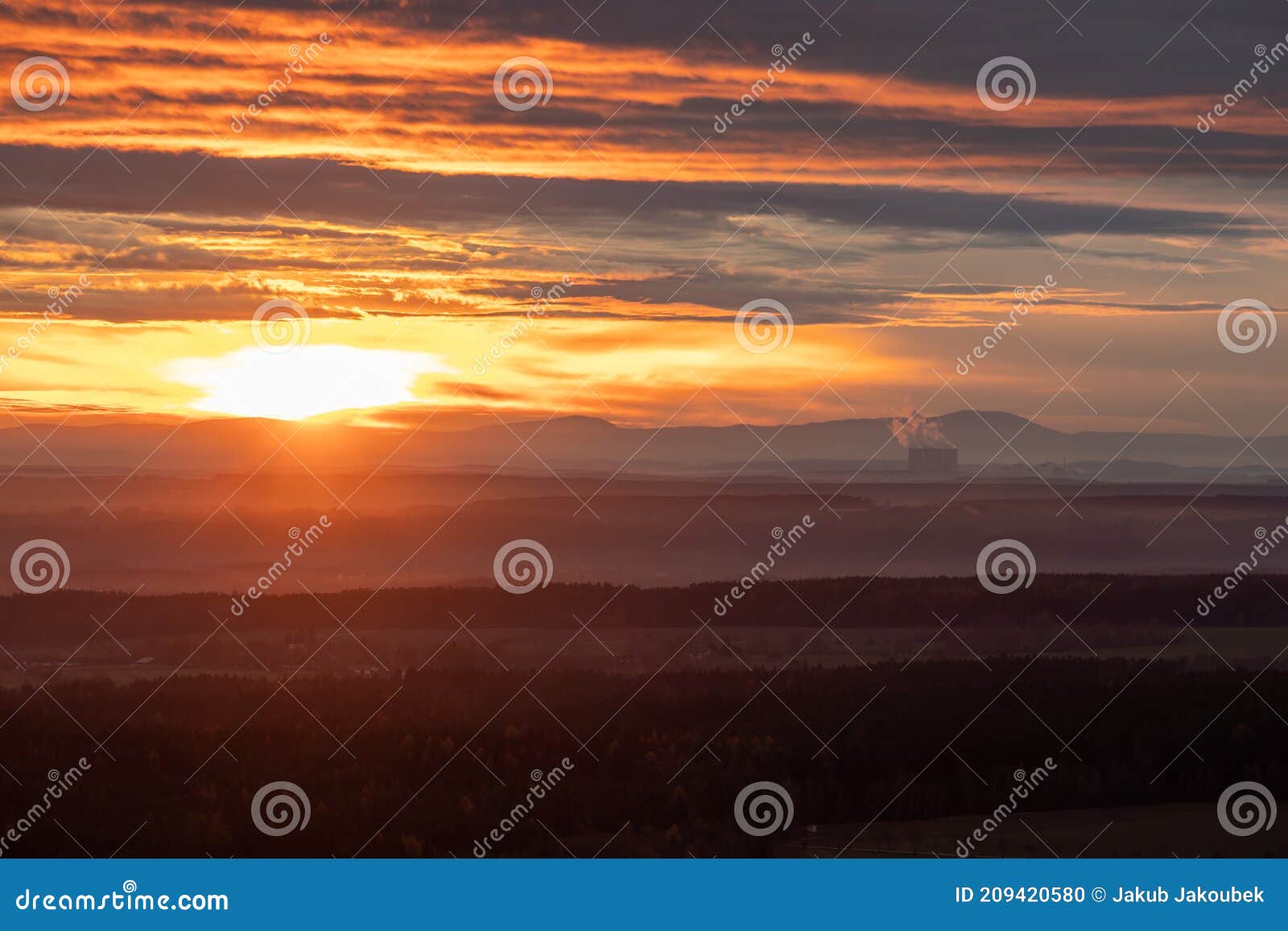 Dramatic Red Sunset and Dramatic Sky. Stock Photo - Image of landscape ...