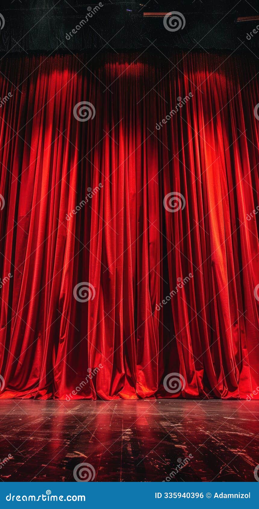 Dramatic Red Theater Curtains on Stage Stock Illustration ...