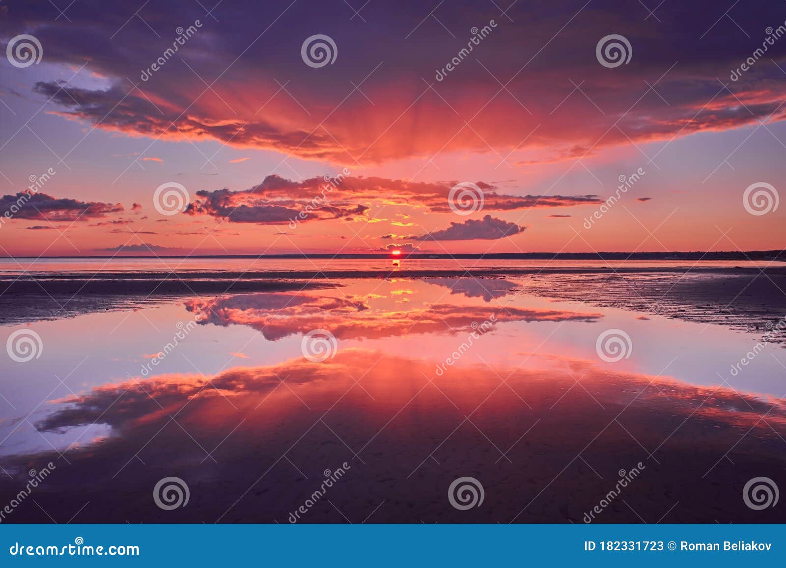 Sun Rays and Reflection of the Sky. Stock Image - Image of paradise ...