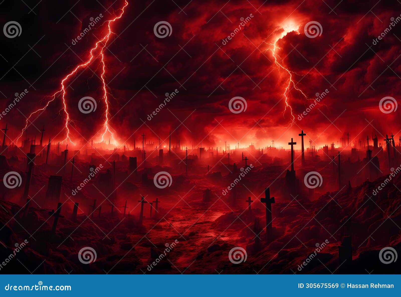 Dramatic Religious Background - Hell Realm, Bright Lightnings in Dark ...