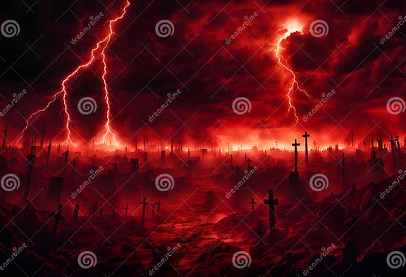 Dramatic Religious Background - Hell Realm, Bright Lightnings in Dark ...