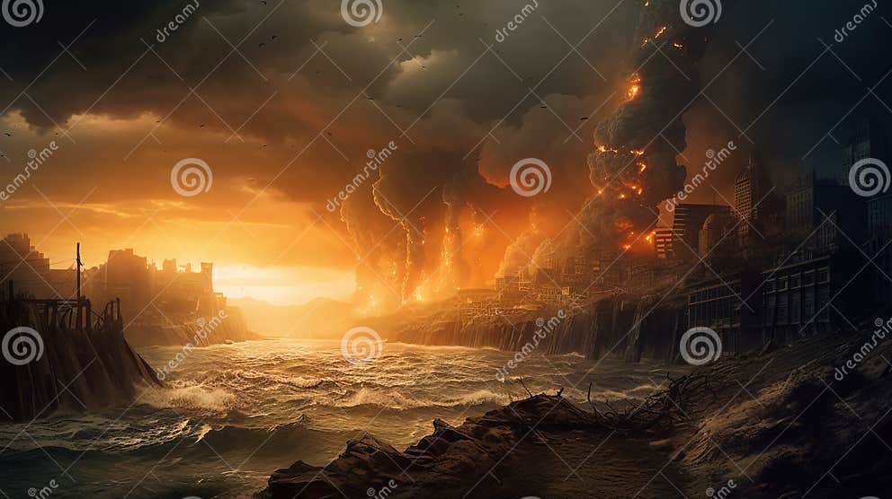 Dramatic Religious Background - Hell Realm, Bright Lightnings in Dark ...