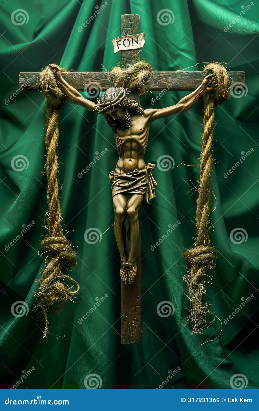 Dramatic Representation of Crucifixion with Jesus on Cross Against ...