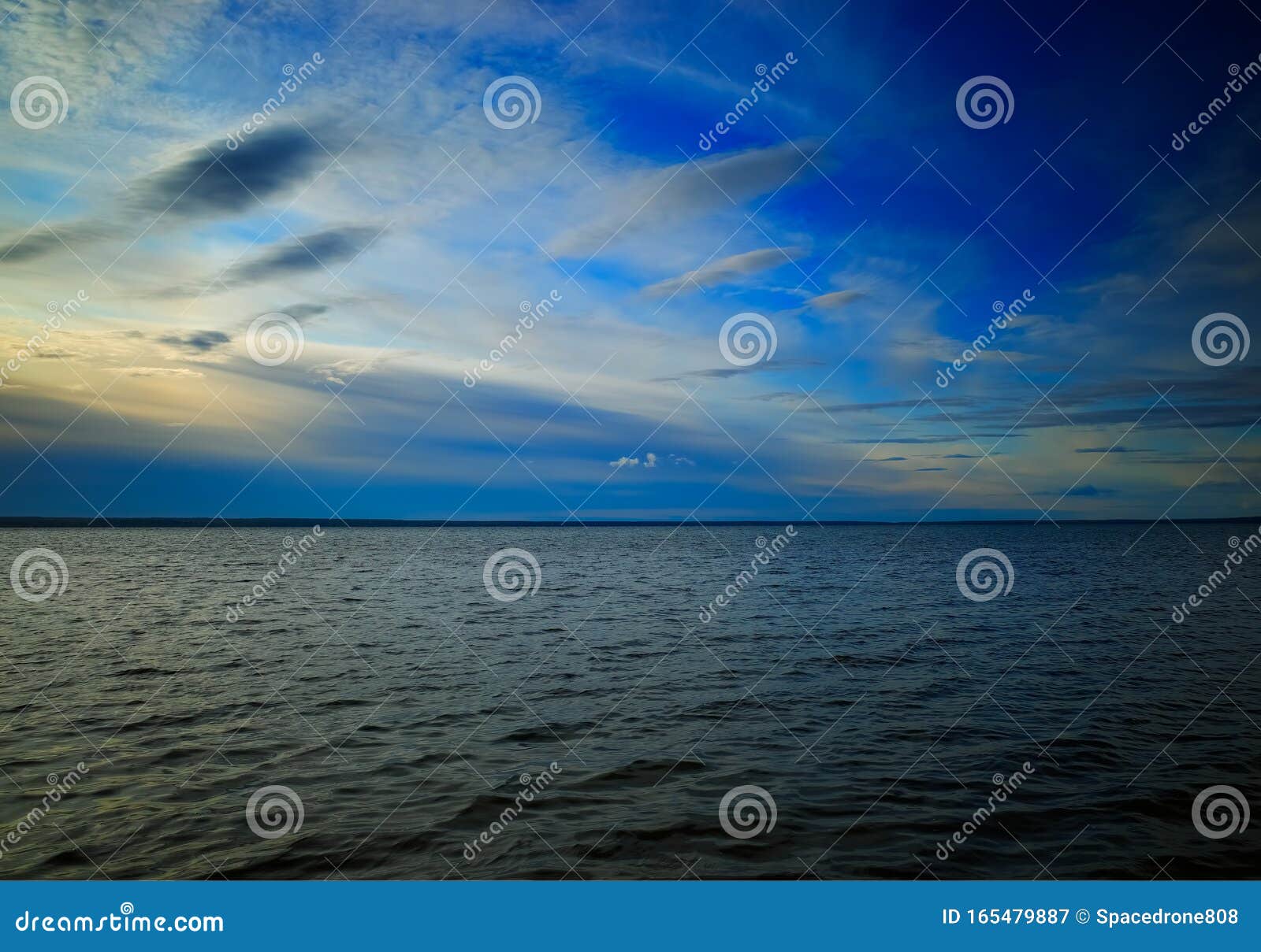 Dramatic River Horizon during Sunset Time Backdrop Stock Image - Image ...