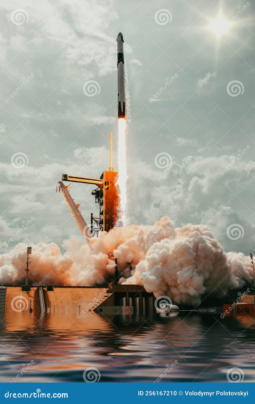 Dramatic Rocket Launch from the Platform.the Elements of this Image ...