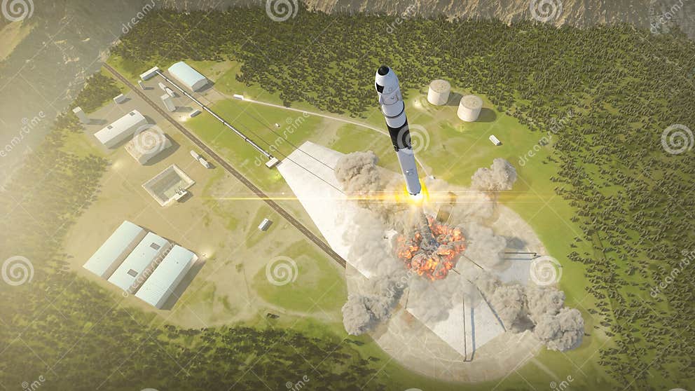 Dramatic Rocket Launch from a Space Center Stock Image - Image of ...