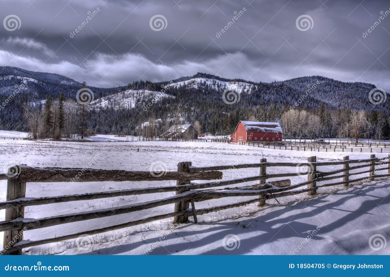 Dramatic rural scene. stock image. Image of snow, structure - 18504705