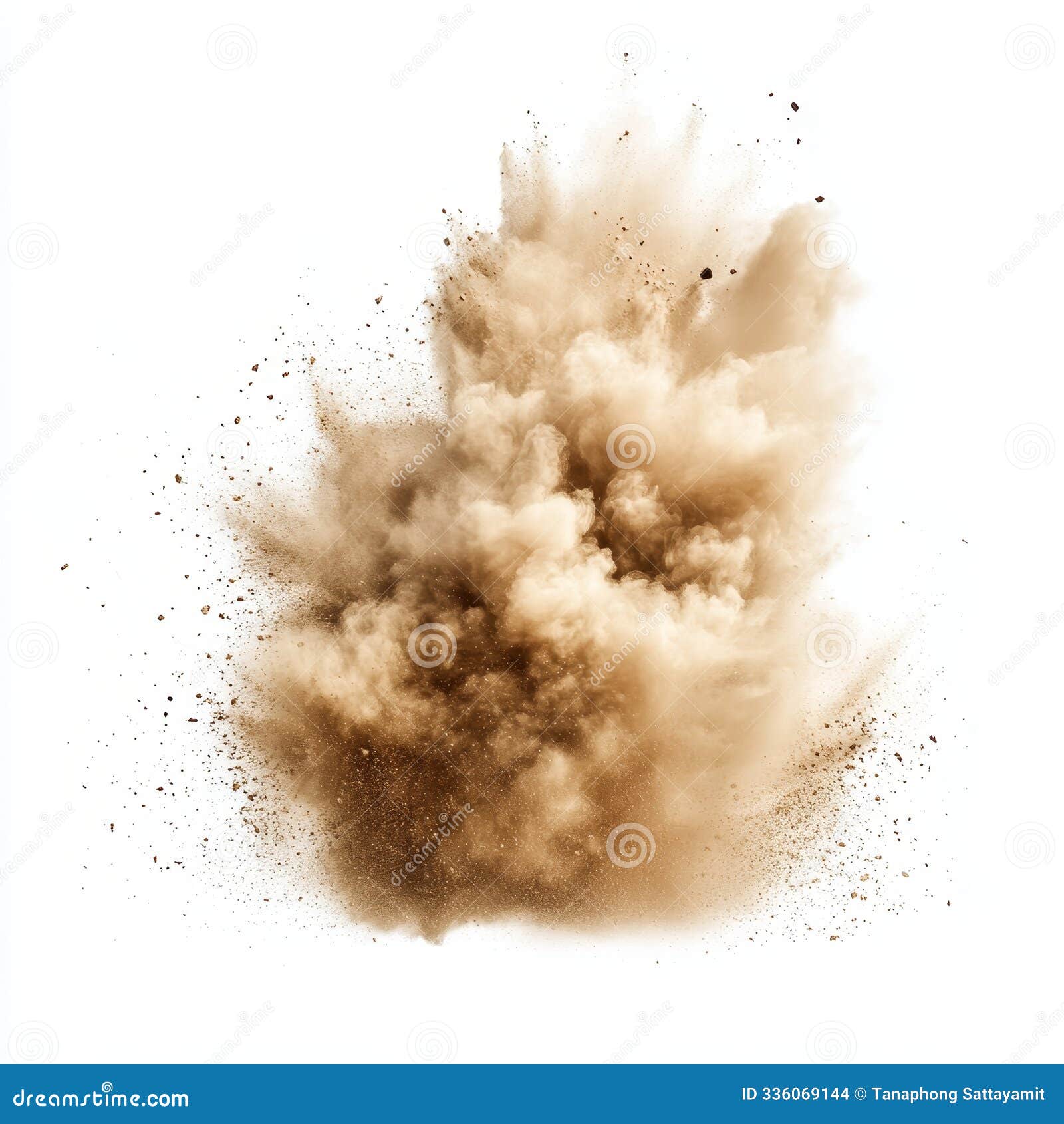 Dramatic Sand Explosion Isolated on White Background Stock Illustration ...