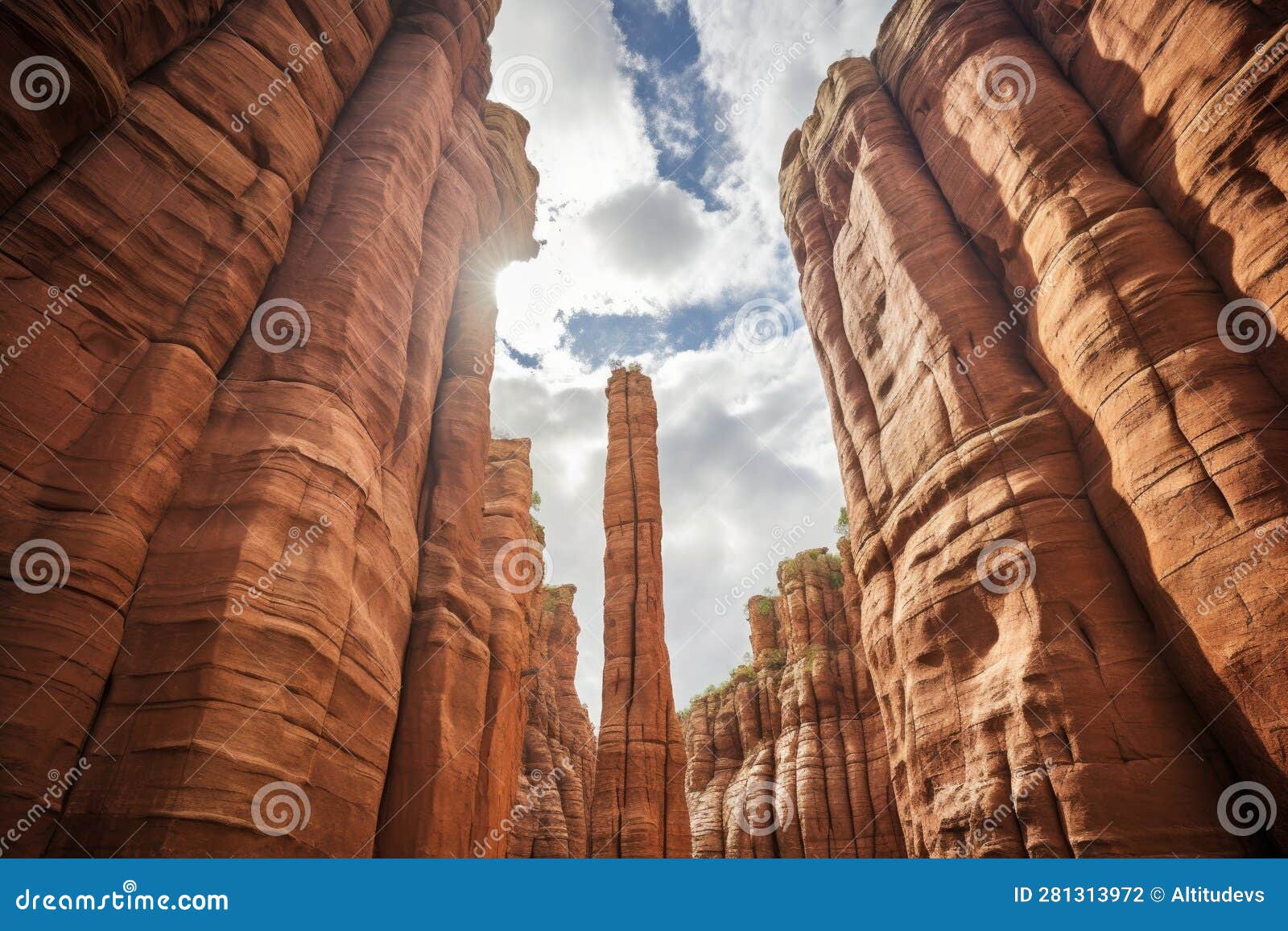 Dramatic Sandstone Pillars Reaching Skyward Stock Illustration ...