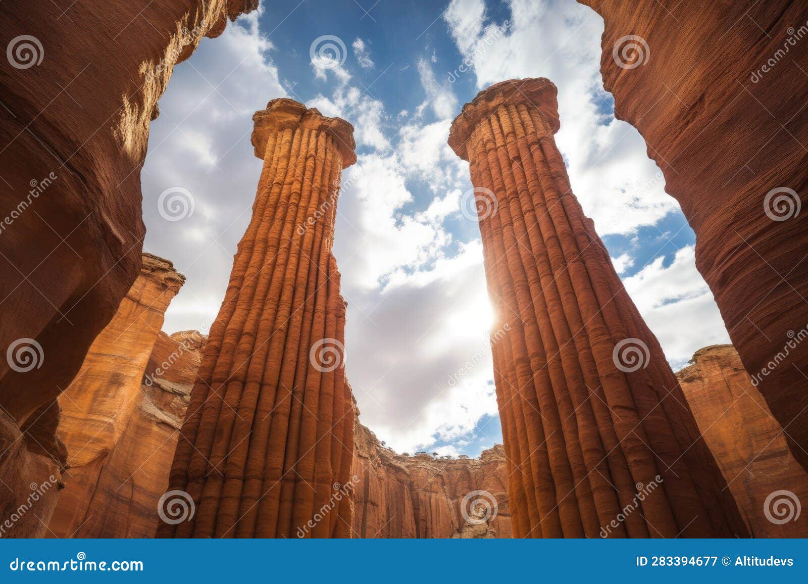 Dramatic Sandstone Pillars Reaching Skyward Stock Illustration ...