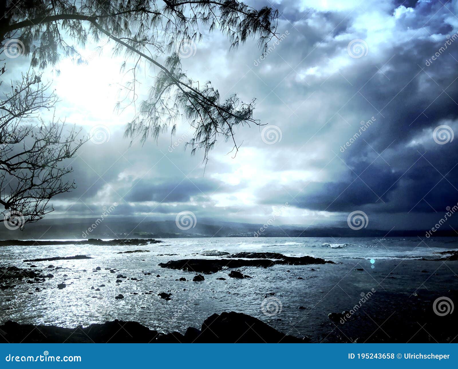 Dramatic Scene before Thunderstorm on Big Island Hawaii Stock Photo ...