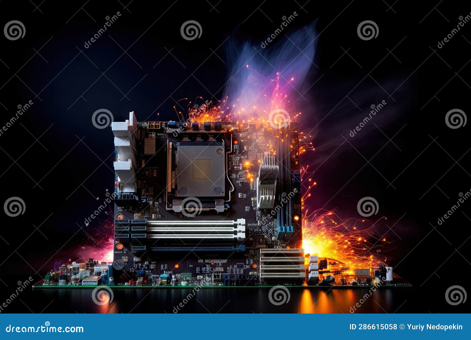 Dramatic Scene of Computer Components Undergoing Intense Overclocking ...