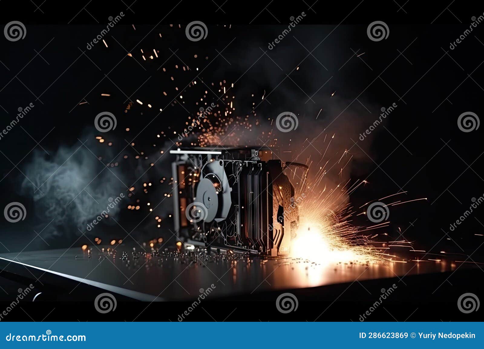Dramatic Scene of Computer Components Undergoing Intense Overclocking ...
