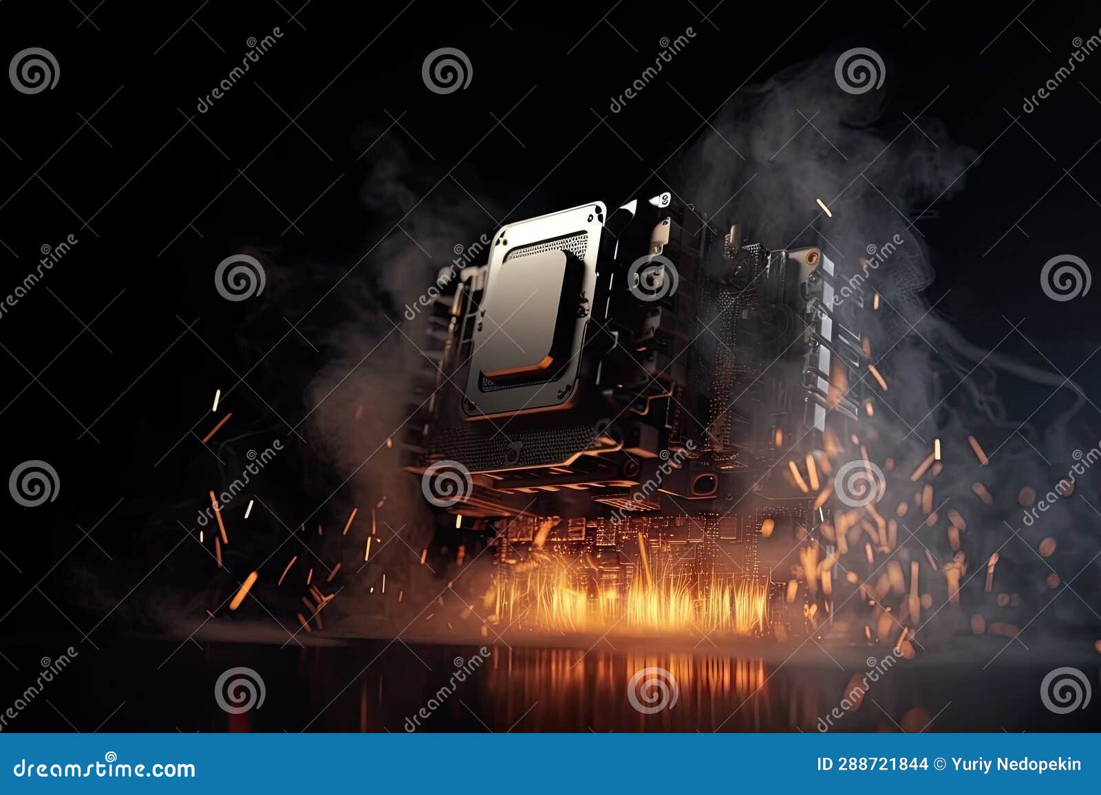 Dramatic Scene of Computer Components Undergoing Intense Overclocking ...