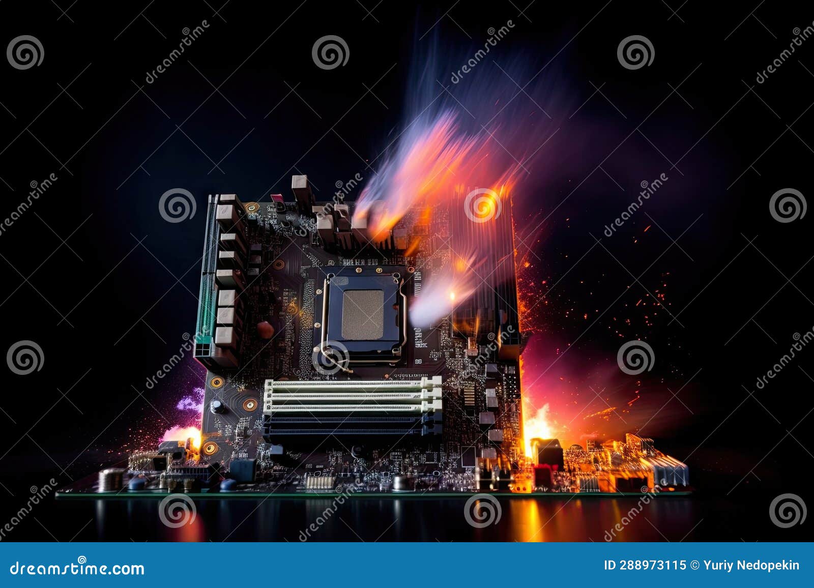 Dramatic Scene of Computer Components Undergoing Intense Overclocking ...