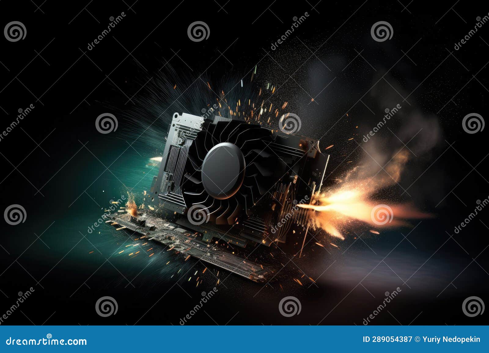 Dramatic Scene of Computer Components Undergoing Intense Overclocking ...