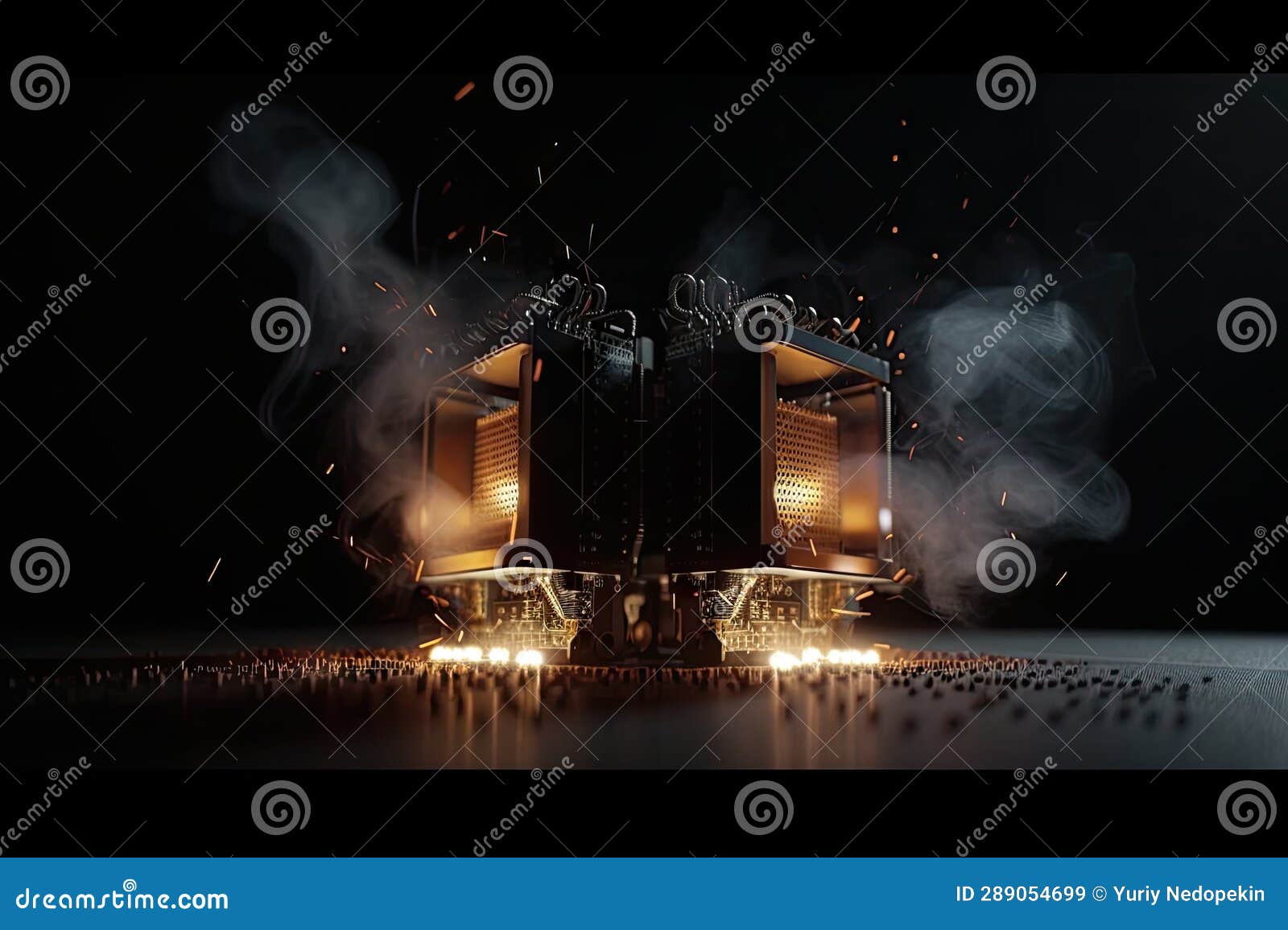 Dramatic Scene of Computer Components Undergoing Intense Overclocking ...