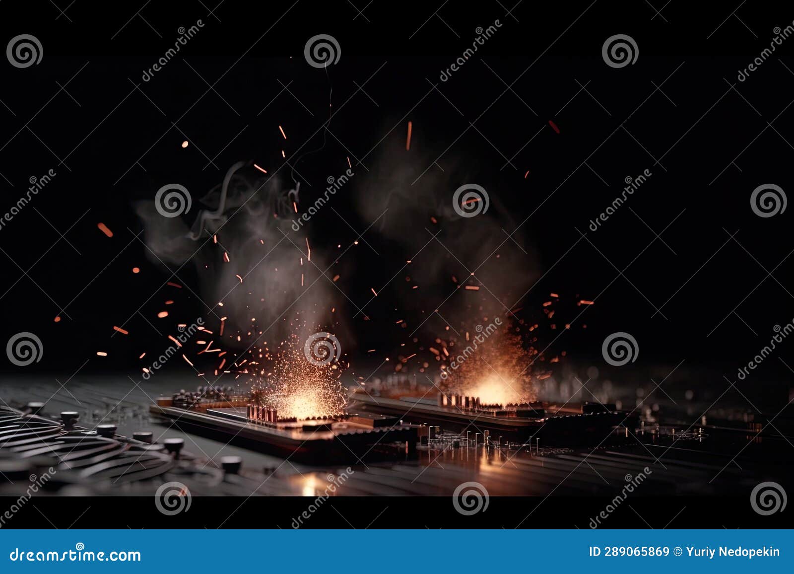 Dramatic Scene of Computer Components Undergoing Intense Overclocking ...