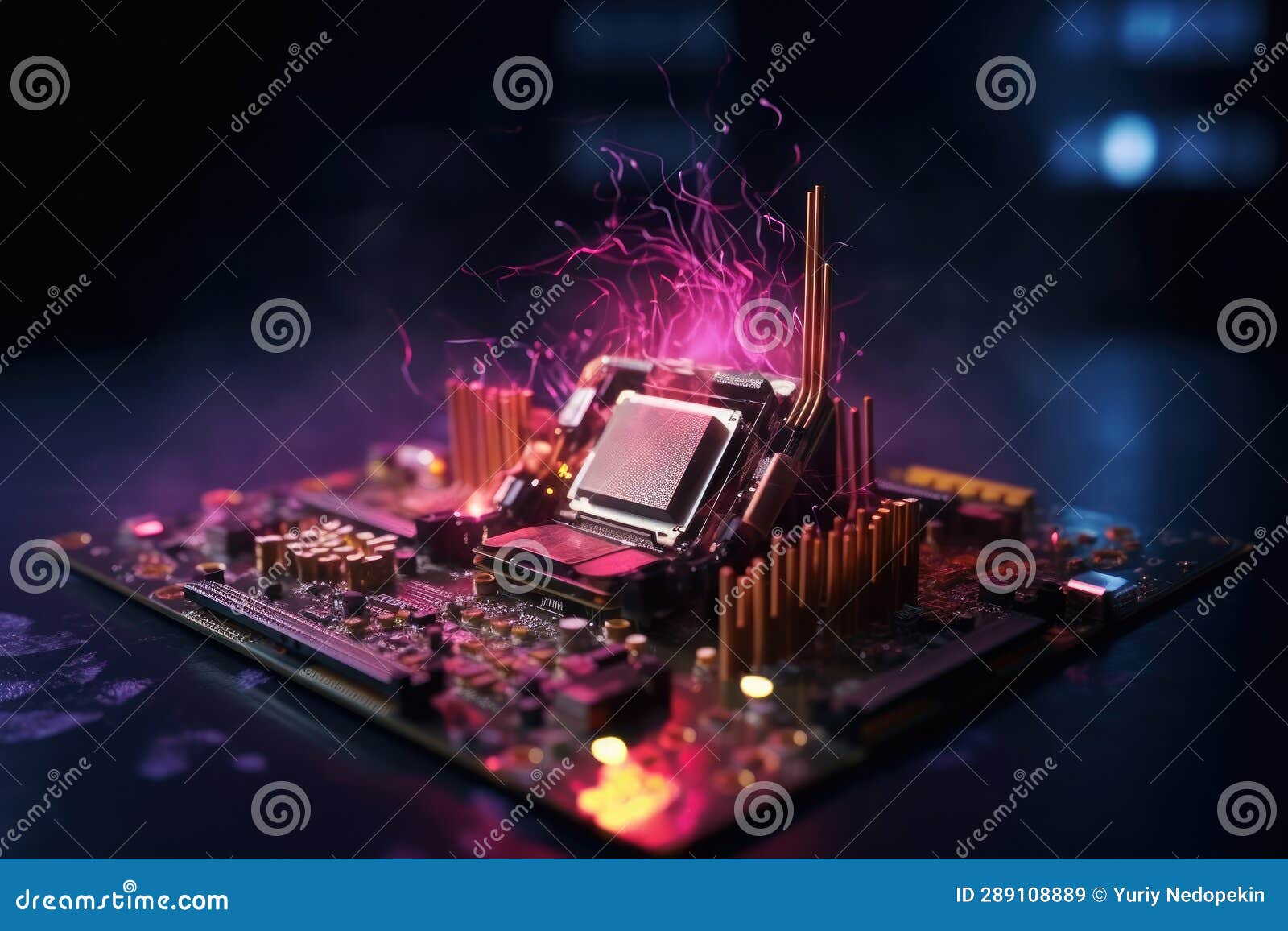 Dramatic Scene of Computer Components Undergoing Intense Overclocking ...
