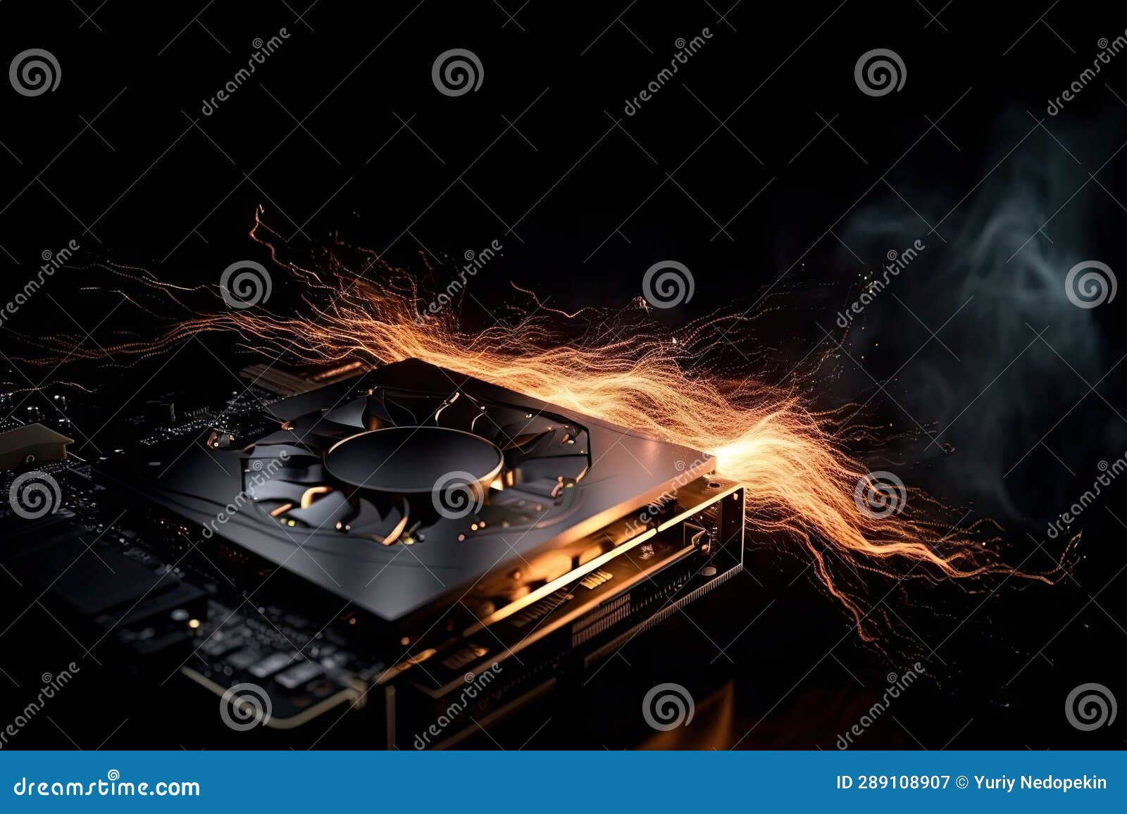 Dramatic Scene of Computer Components Undergoing Intense Overclocking ...