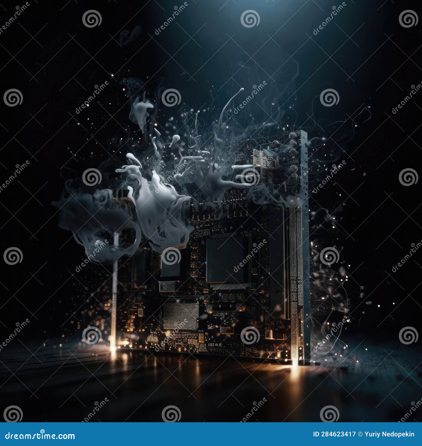 Dramatic Scene of Computer Components Undergoing Intense Overclocking ...