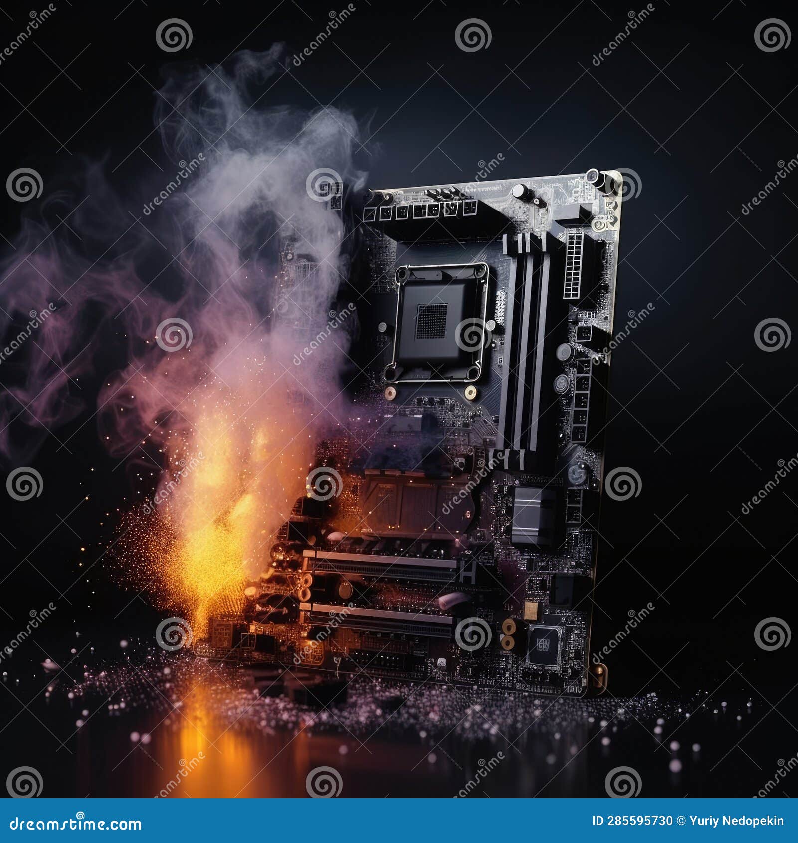 Dramatic Scene of Computer Components Undergoing Intense Overclocking ...