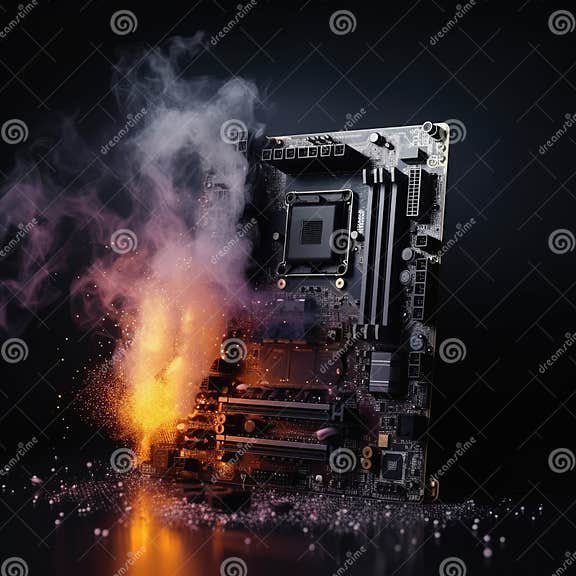 Dramatic Scene of Computer Components Undergoing Intense Overclocking ...