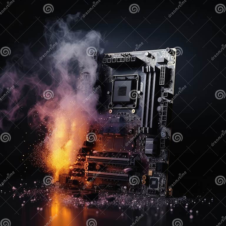 Dramatic Scene of Computer Components Undergoing Intense Overclocking ...