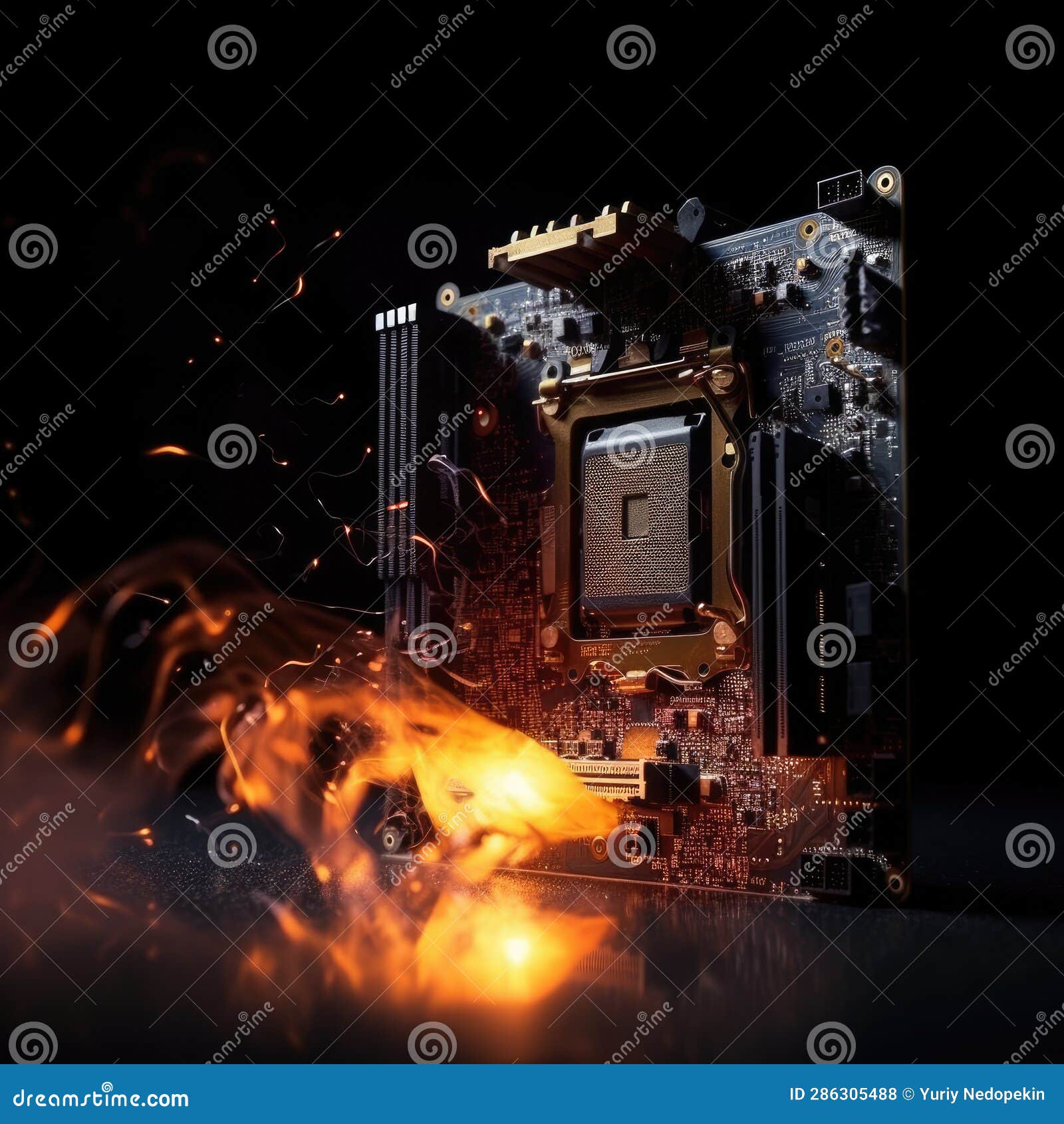 Dramatic Scene of Computer Components Undergoing Intense Overclocking ...