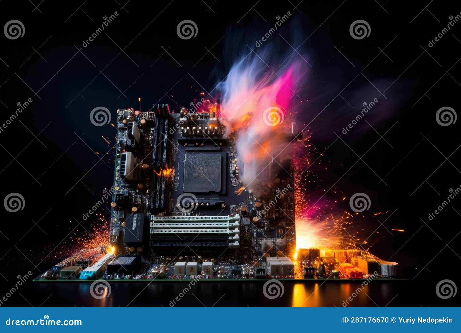 Dramatic Scene of Computer Components Undergoing Intense Overclocking ...