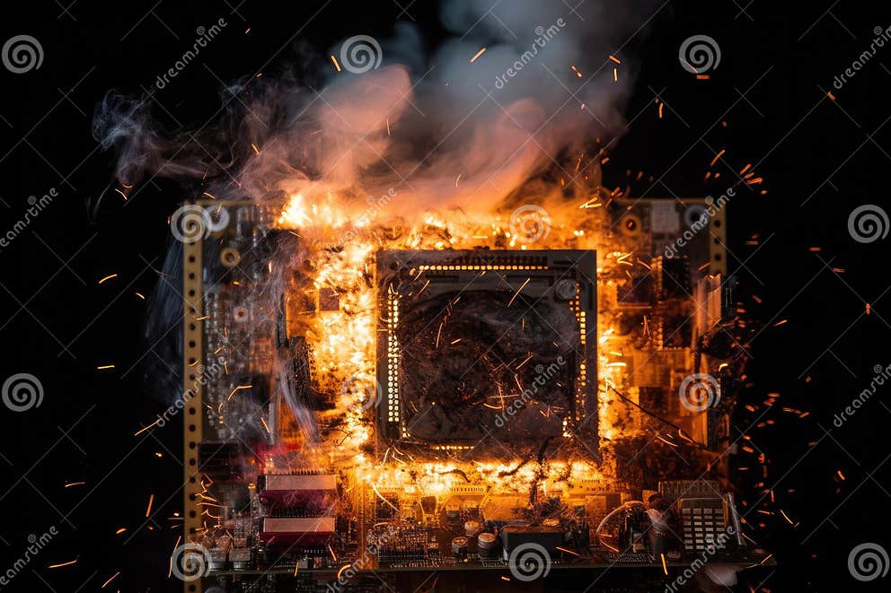Dramatic Scene of Computer Components Undergoing Intense Overclocking ...