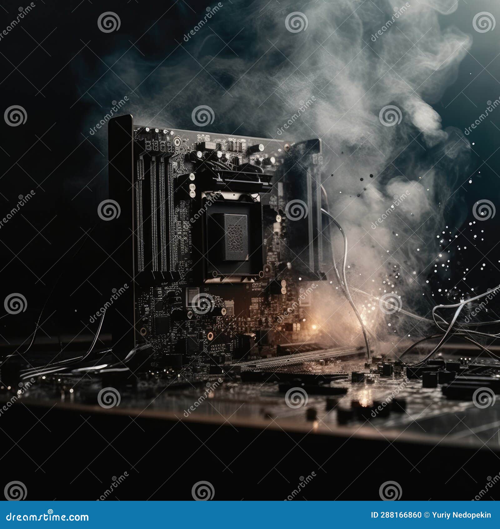 Dramatic Scene of Computer Components Undergoing Intense Overclocking ...