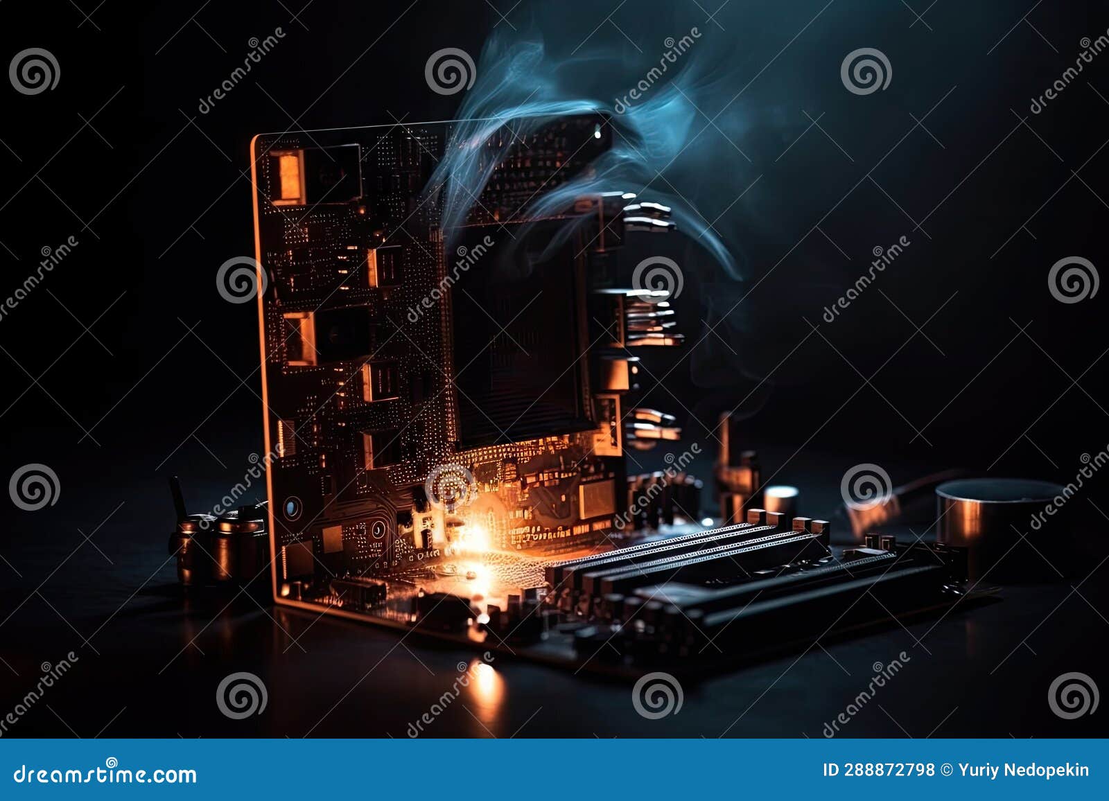 Dramatic Scene of Computer Components Undergoing Intense Overclocking ...