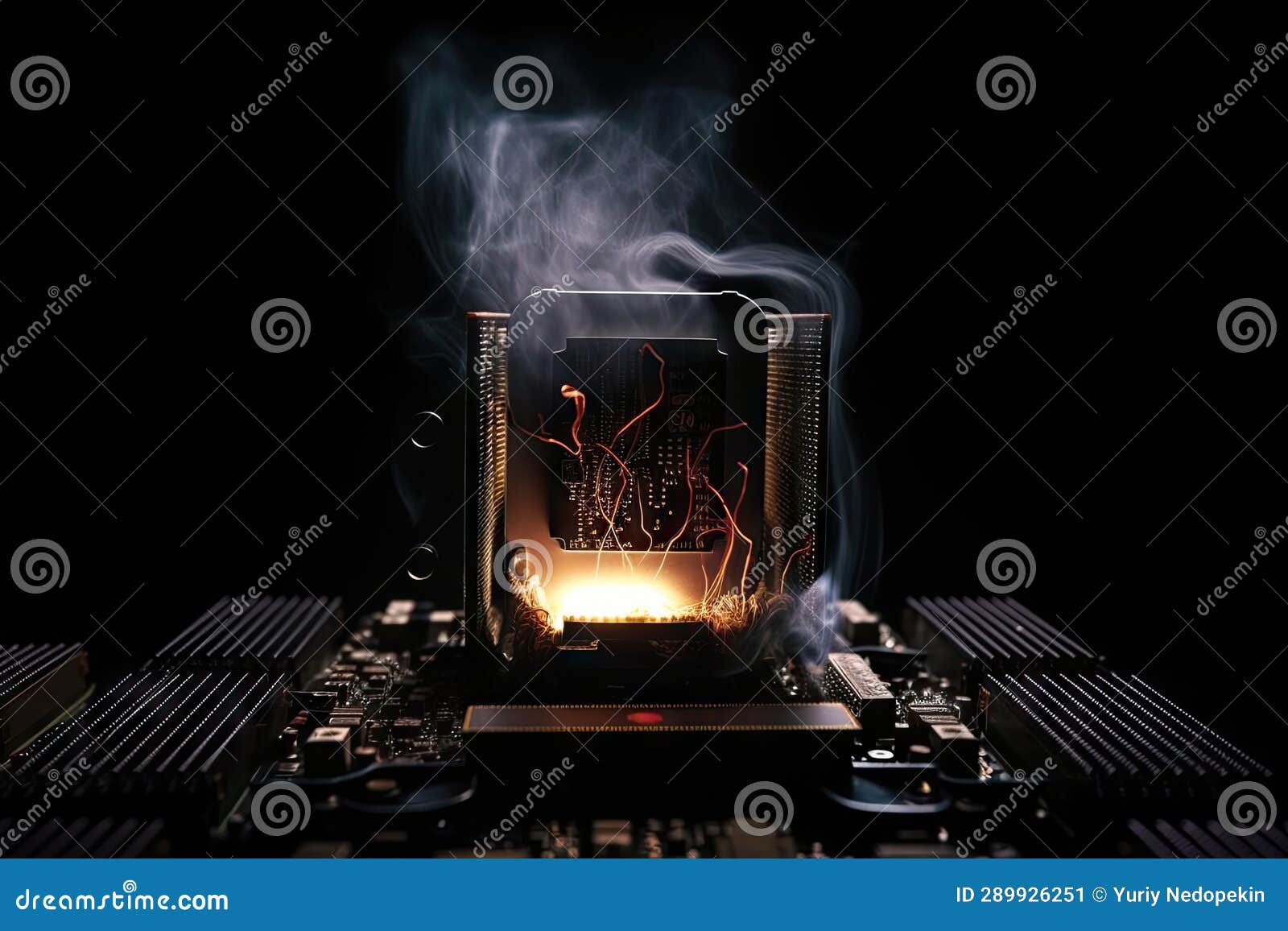 Dramatic Scene of Computer Components Undergoing Intense Overclocking ...