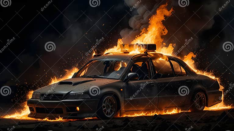 A Dramatic Scene of Fire and Smoke Blending Seamlessly with Sparks ...