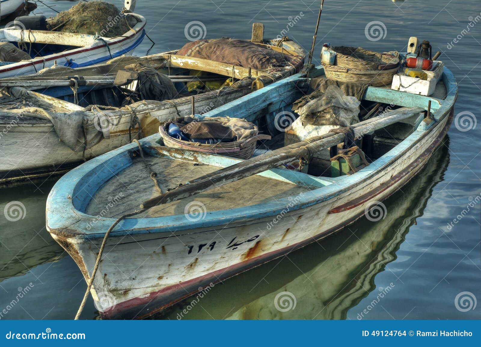 Dramatic Scene of Fishing Boats in HDR Stock Photo - Image of middle ...