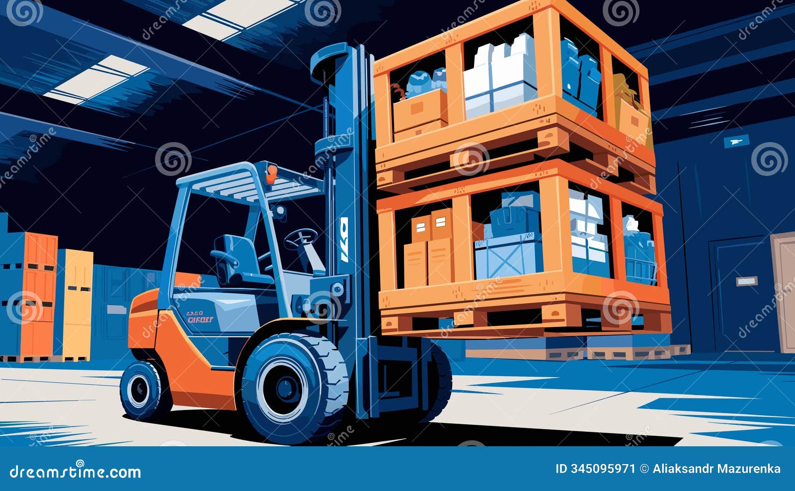 Forklift Lifting Weight Illustration Concept On White Background ...