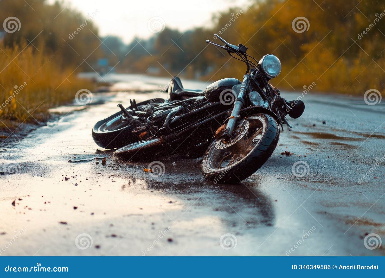 Dramatic Scene of Motorcycle Crash and Fall. Stock Illustration ...