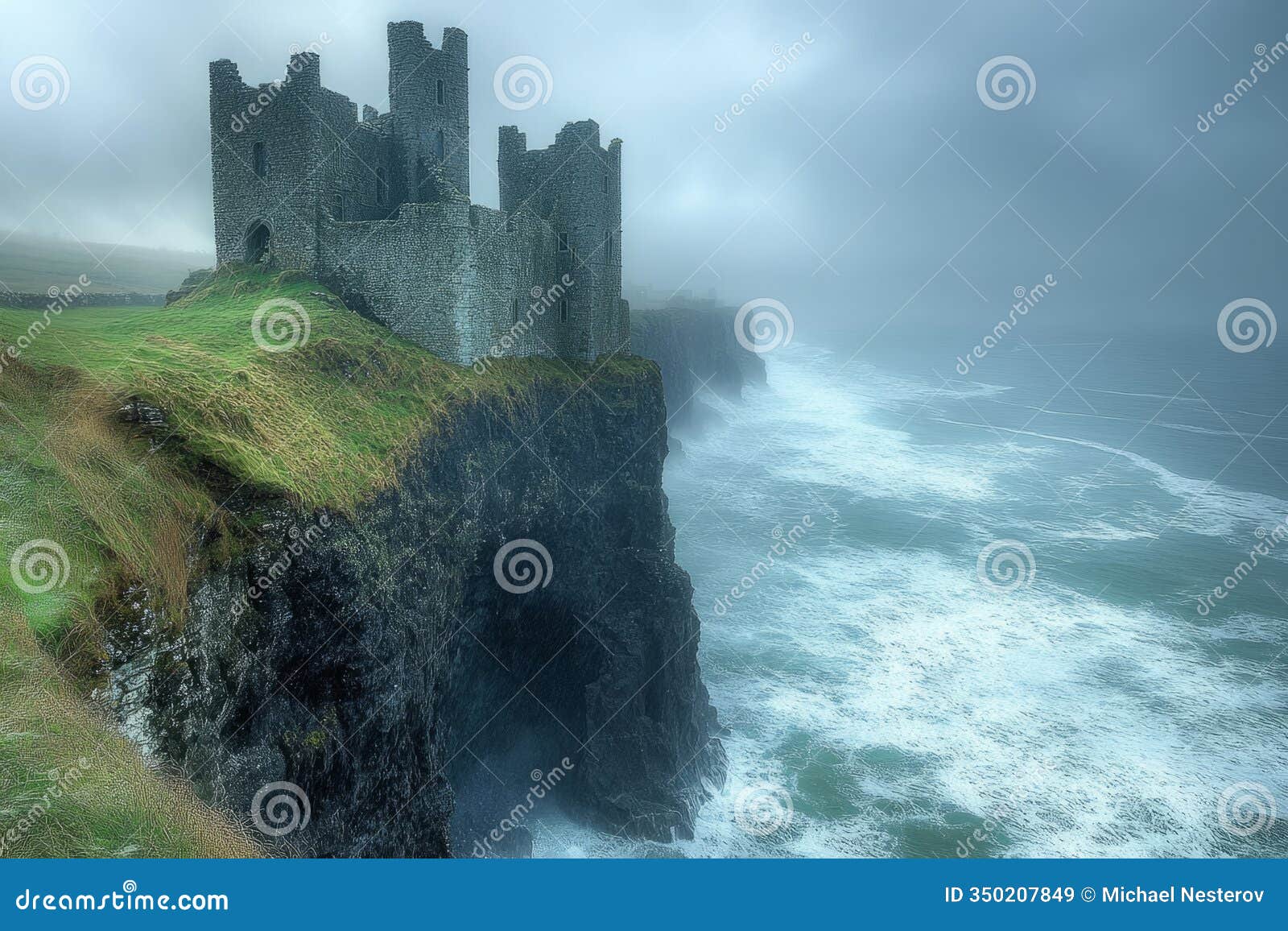 Dramatic Scenery of Castle on a Cliff Edge during a Storm Stock Image ...