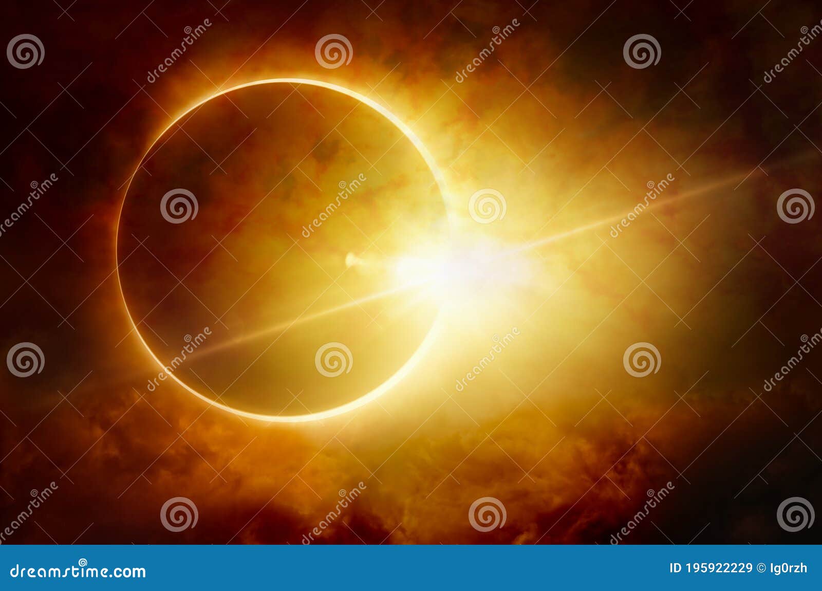 Dramatic Scenic Image: Total Solar Eclipse in Dark Red Cloudy Sky Stock ...