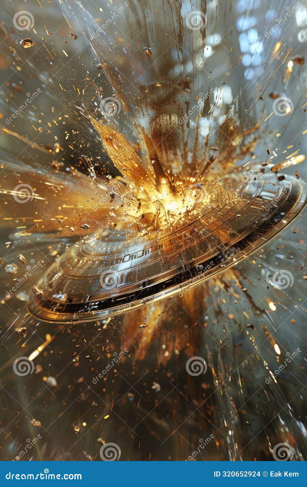 Dramatic Sci Fi Scene of a Spaceship Destruction in Space Captured Mid ...