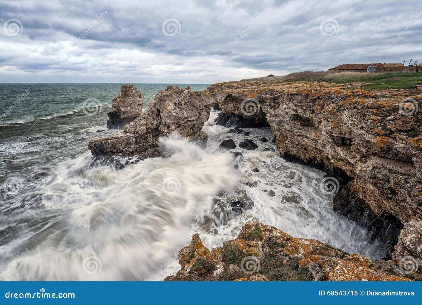 Dramatic Seascape with Rocks and Waves Stock Image - Image of nature ...