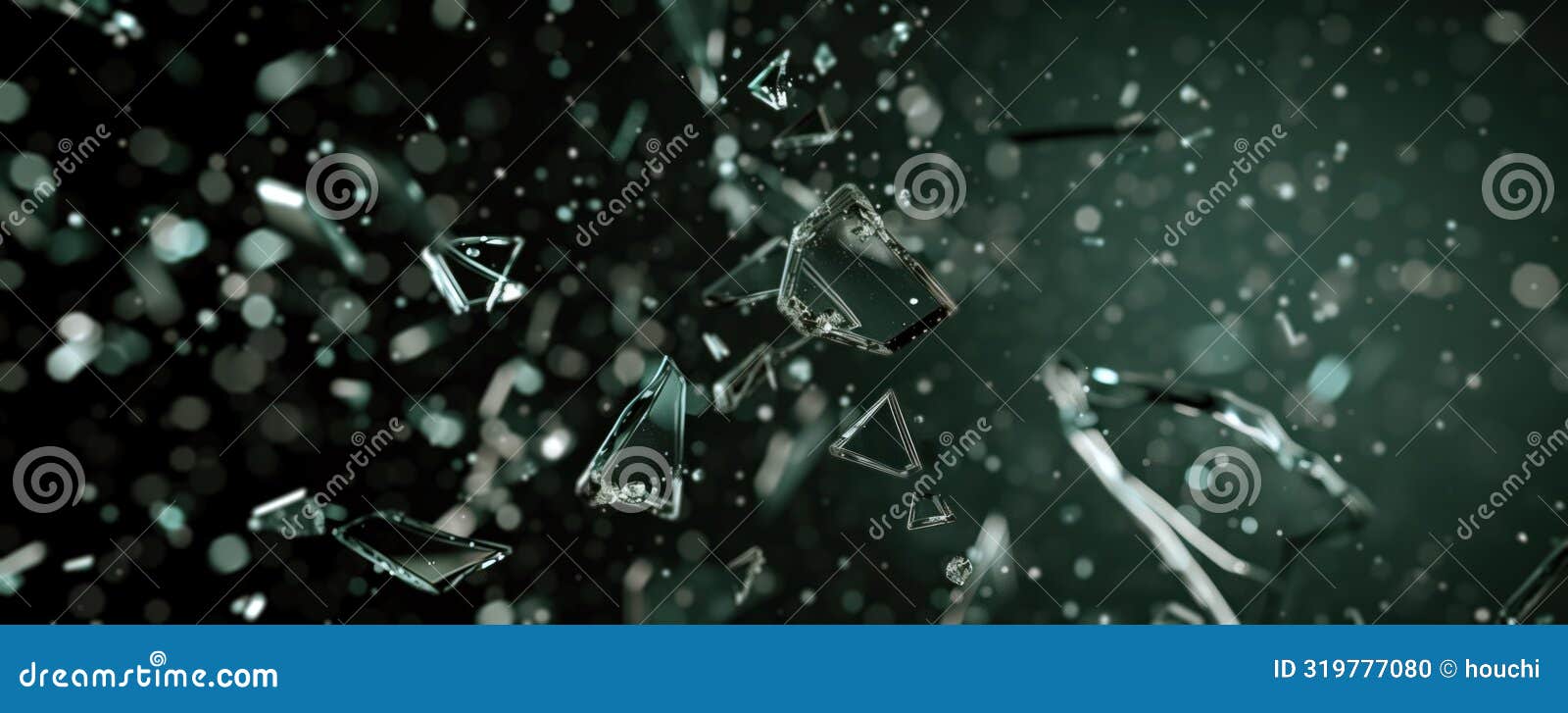 Dramatic Shattered Glass Background with Fragments and Bits of Shards ...