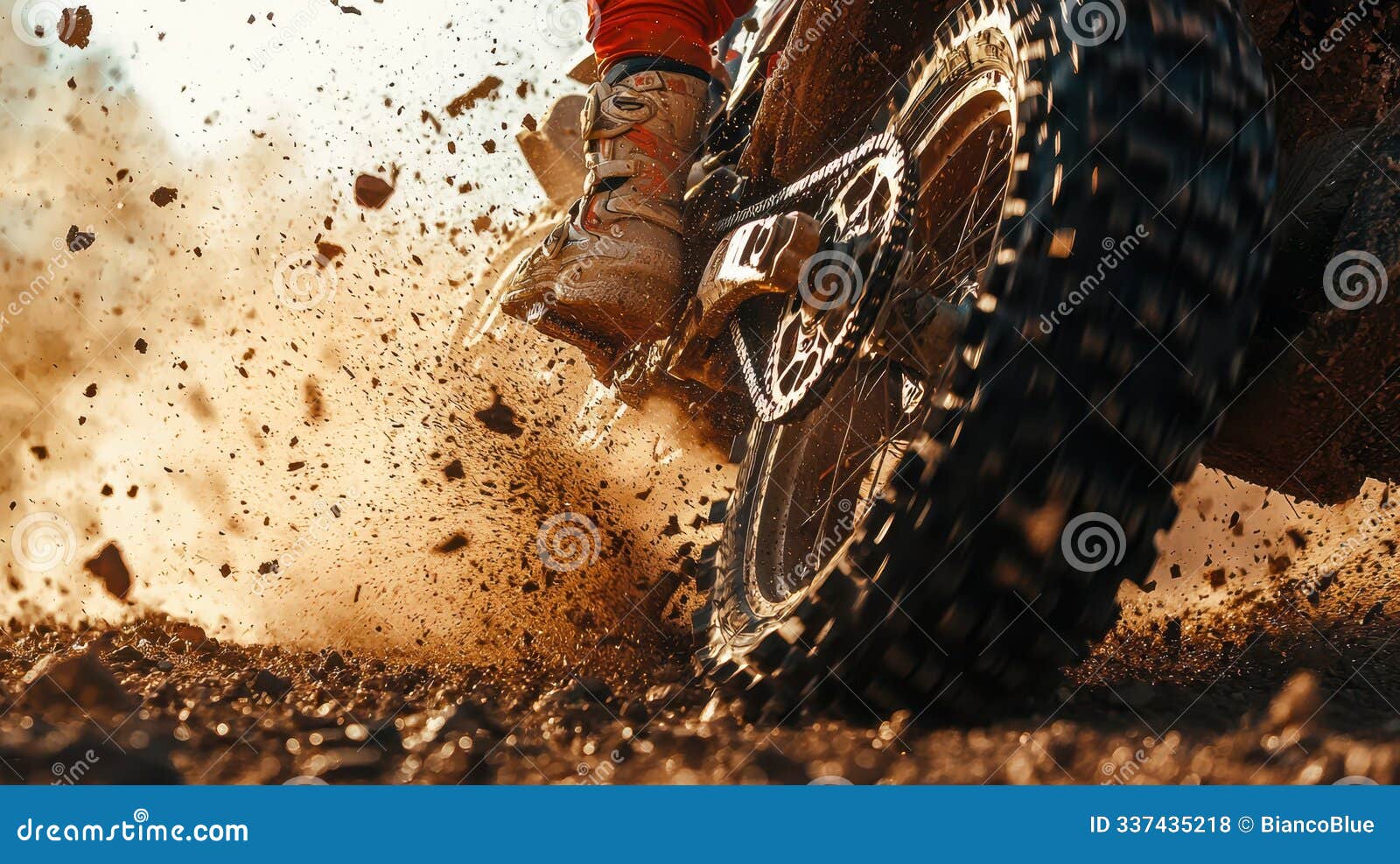 Dramatic Shot of Dakar Rally Bikes Front Tire Exploding with Dirt and ...