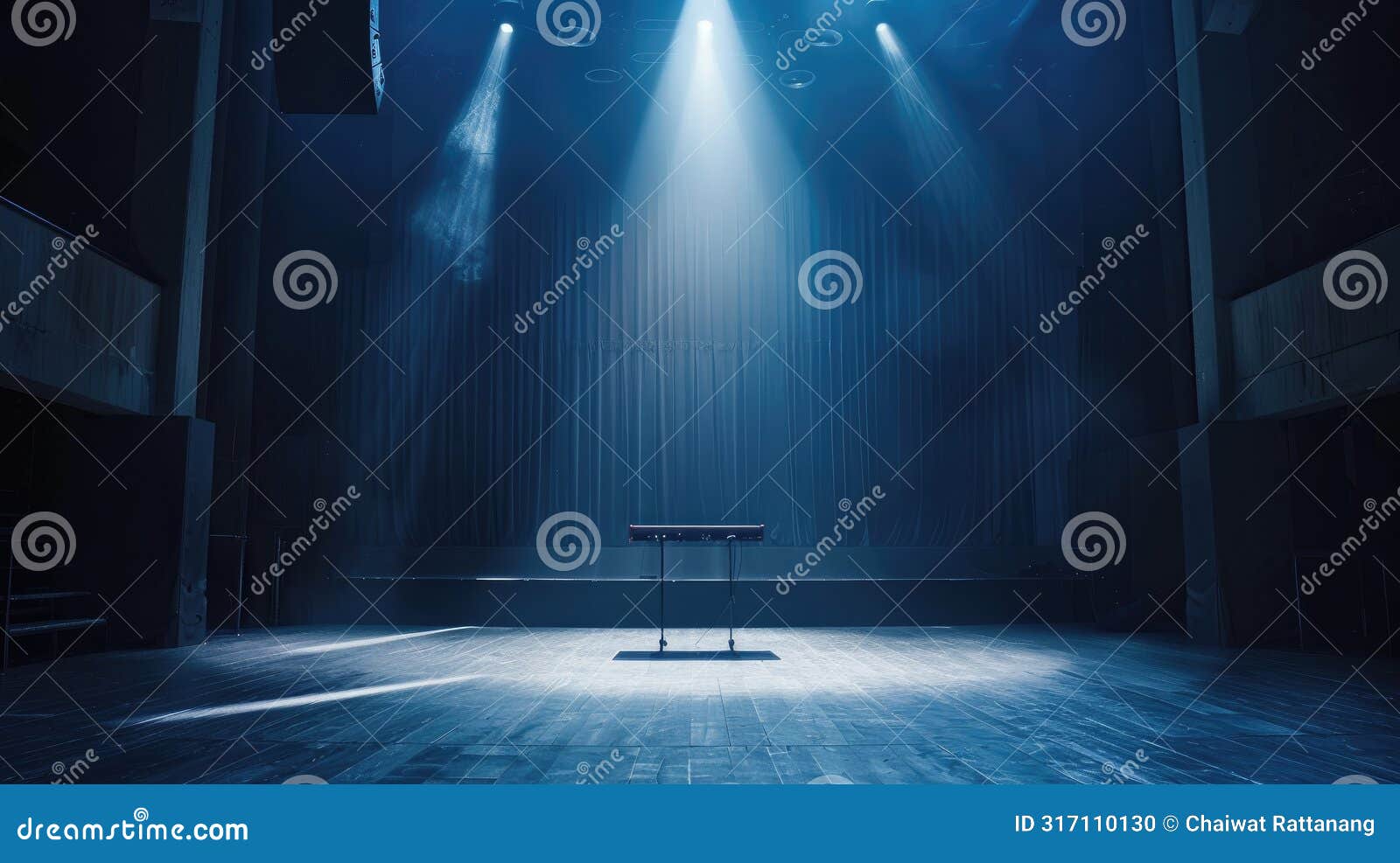 A Dramatic Shot of an Empty Concert Stage Bathed in a Single Spotlight ...
