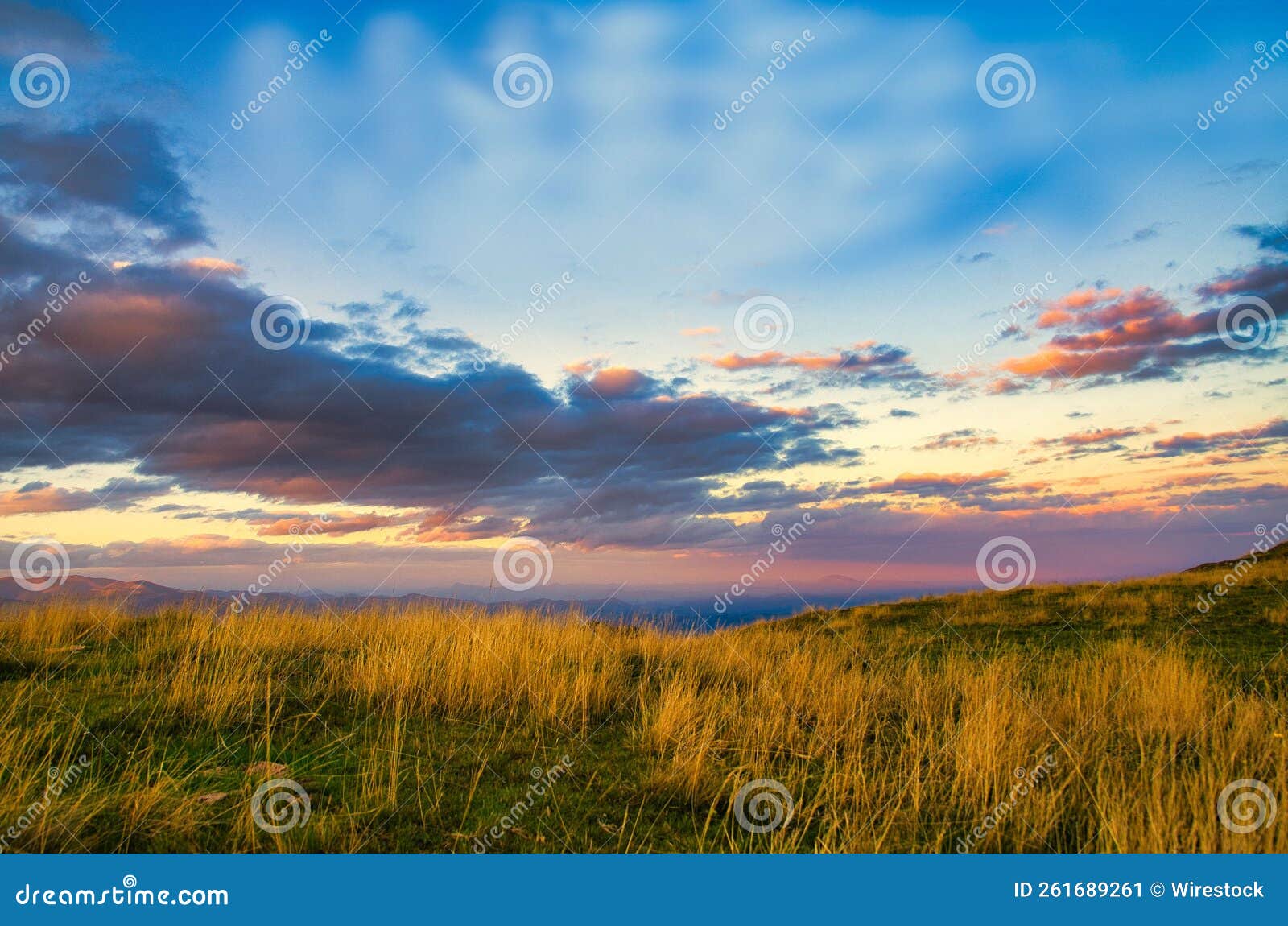 Dramatic Shot of a Field at Sunset Stock Image - Image of grass, field ...