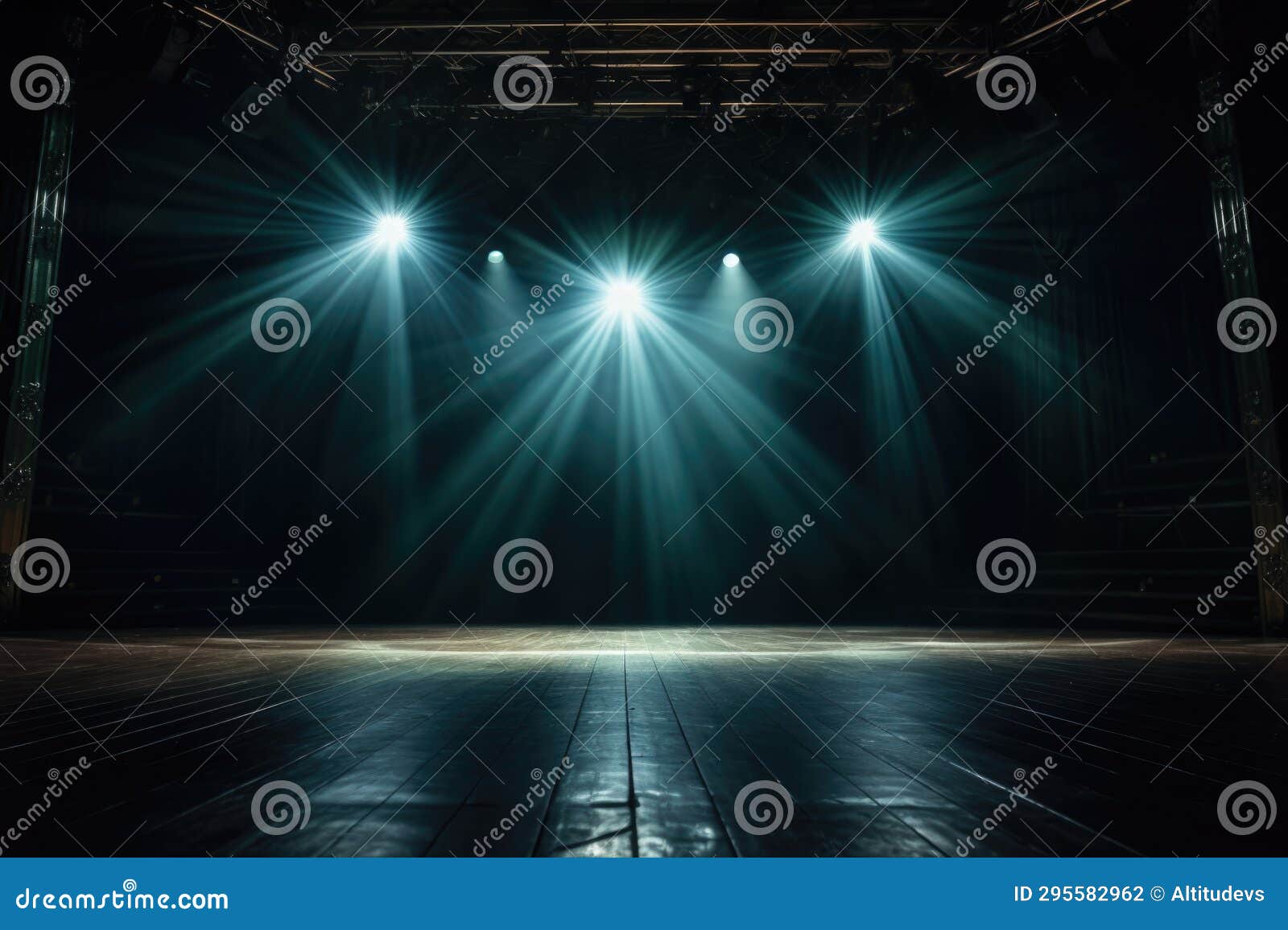 Dramatic Shot of a Lone Spotlight Illuminating a Theater Stage Stock ...