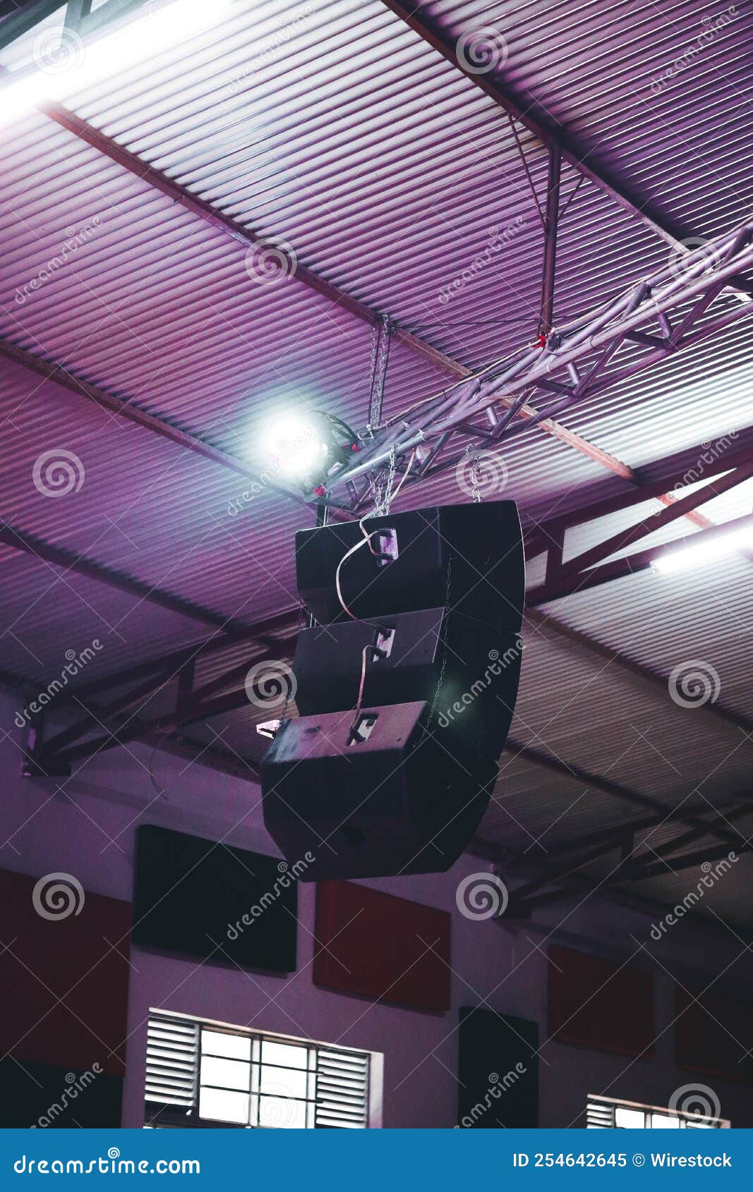 Dramatic Shot of a Stage Sound System Editorial Image - Image of music ...